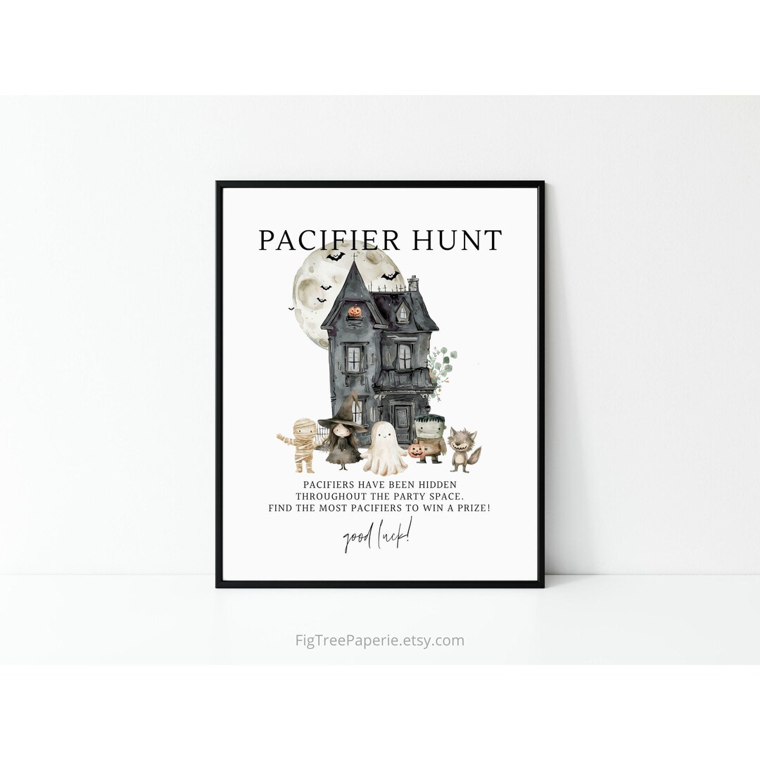 Pacifier Hunt Shower Game Sign for Halloween Baby Shower Party Decor ...