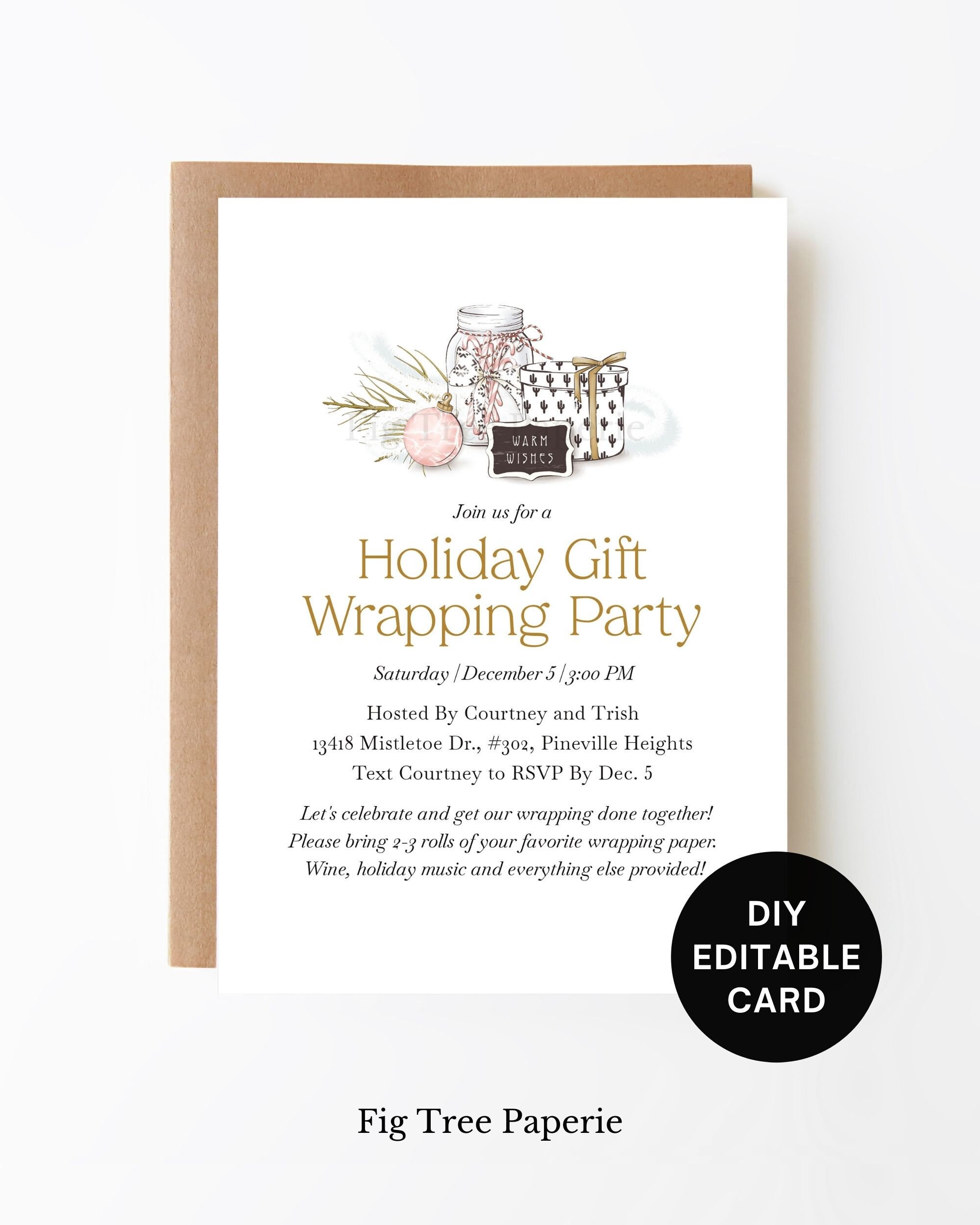 Holiday Gift Wrapping Party Invitation, Christmas Gift Wrapping Party ...