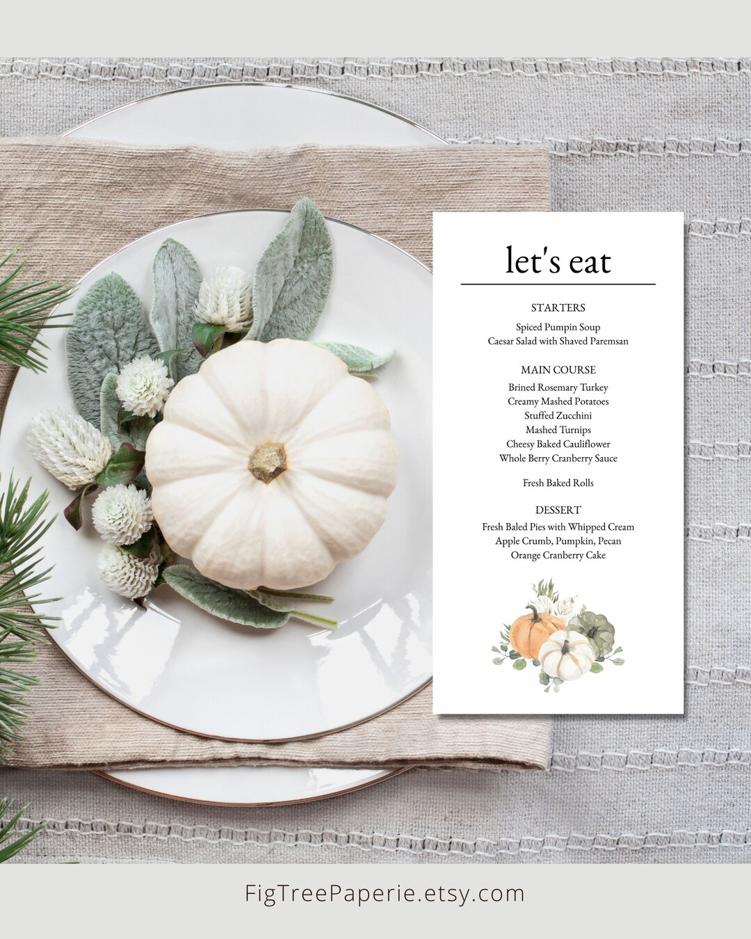 Fall Menu Template, Thanksgiving Menu Card, Friendsgiving Menu, Menu ...