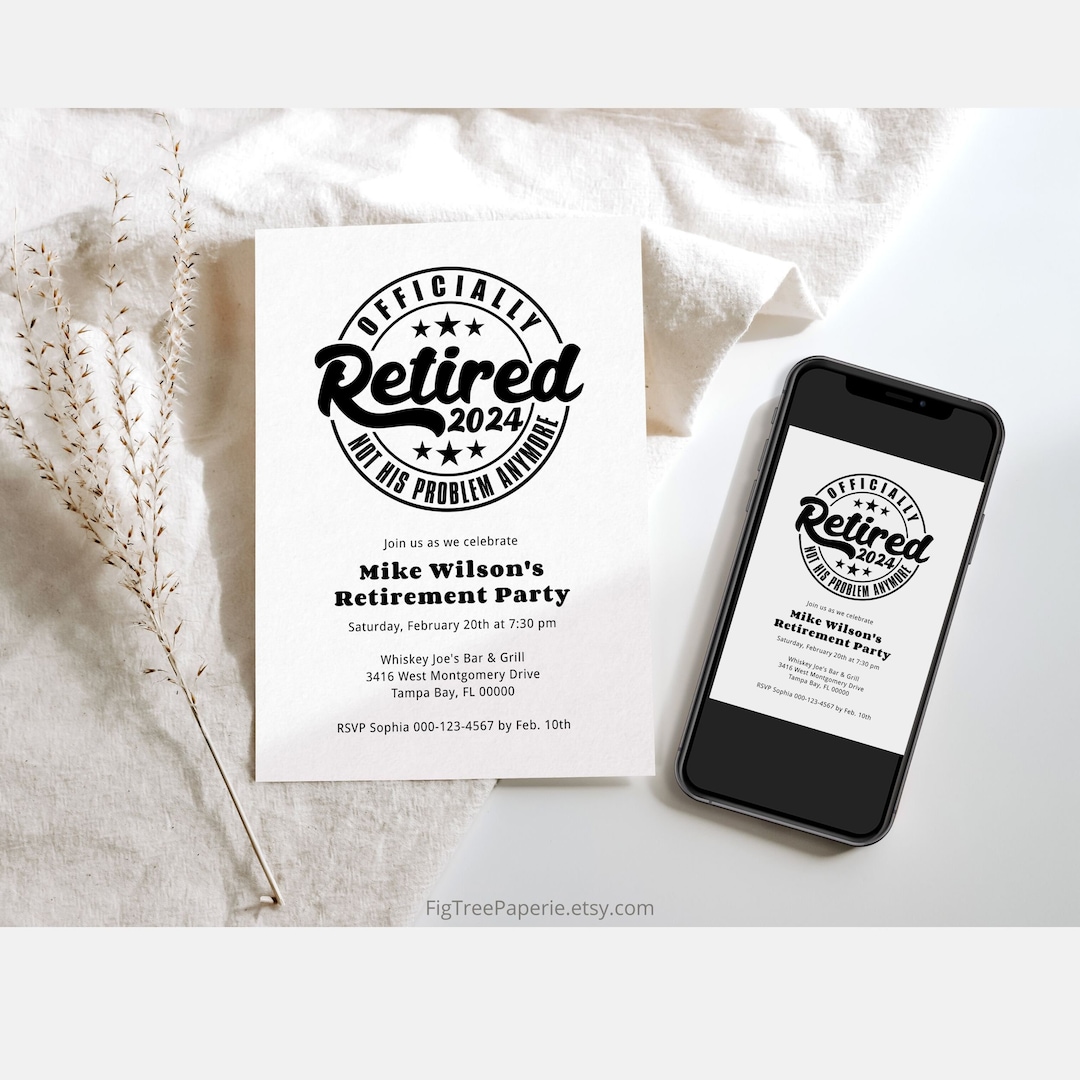 Retirement Invitation Men, Funny Retirement Party Invitation Man ...