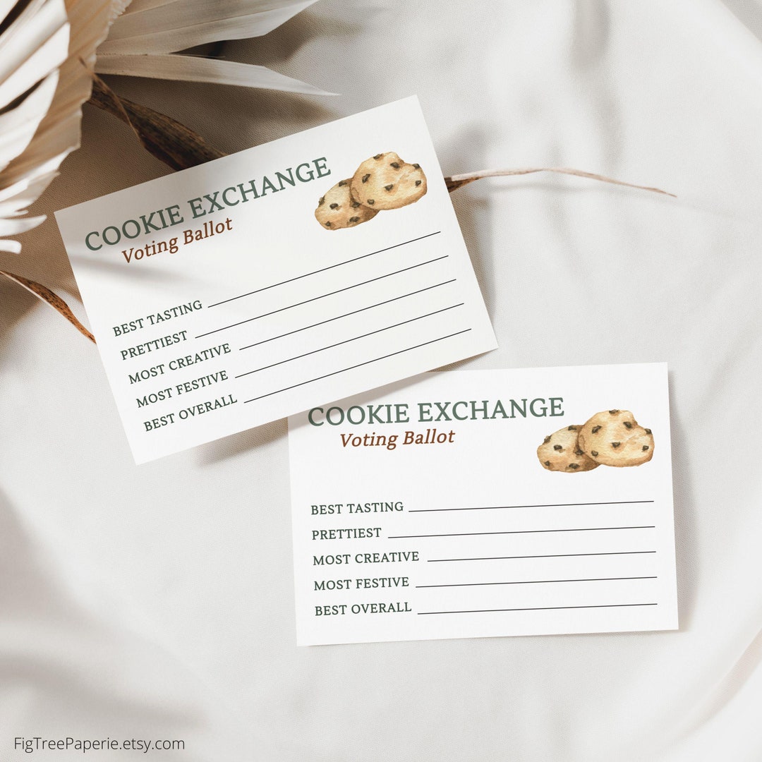 Cookie Exchange Voting Ballot, Cookie Contest Voting Cards, Cookie Swap ...