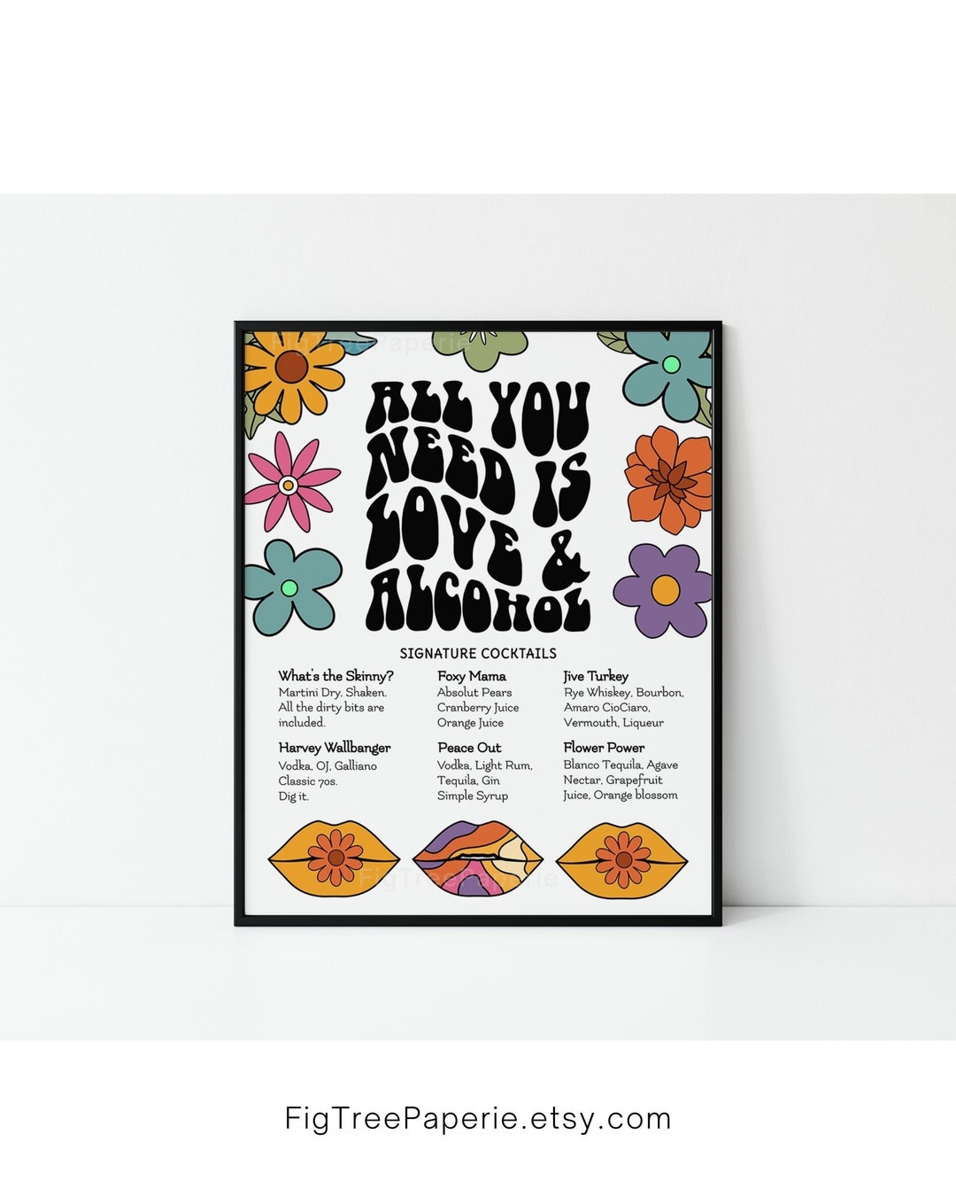 Retro 70s Party Drinks Menu Template, Hippie Party Decor, 70s Wedding ...
