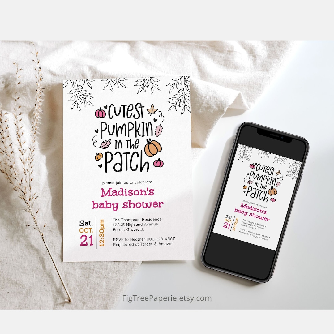 Fall Baby Shower Invitation Girl, Pumpkins Baby Shower Invitation ...