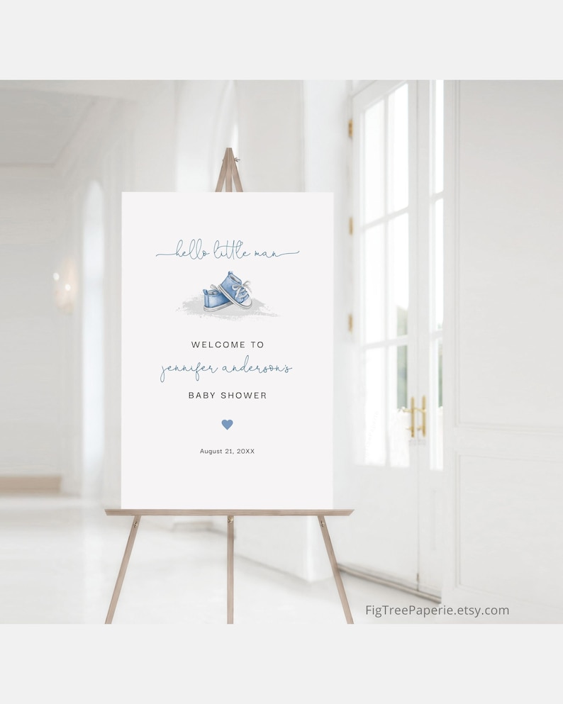 Little Man Baby Shower Welcome Sign, Printable Little Man Shower ...