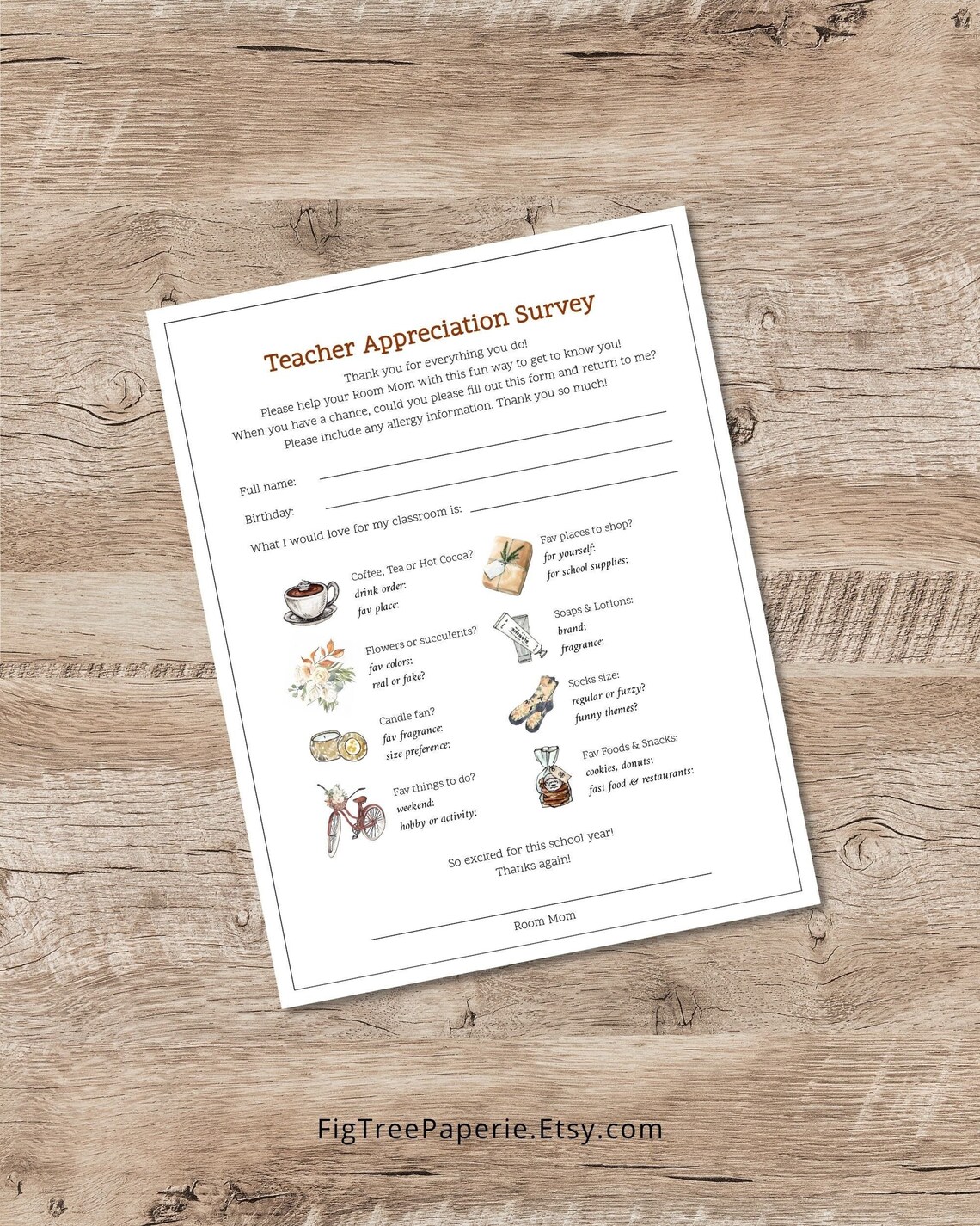 Teacher Appreciation Survey Teacher Appreciation Week Ideas - Etsy