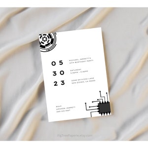 Modern Gamer Birthday Invitation, Minimalist Gaming Birthday Invitation ...