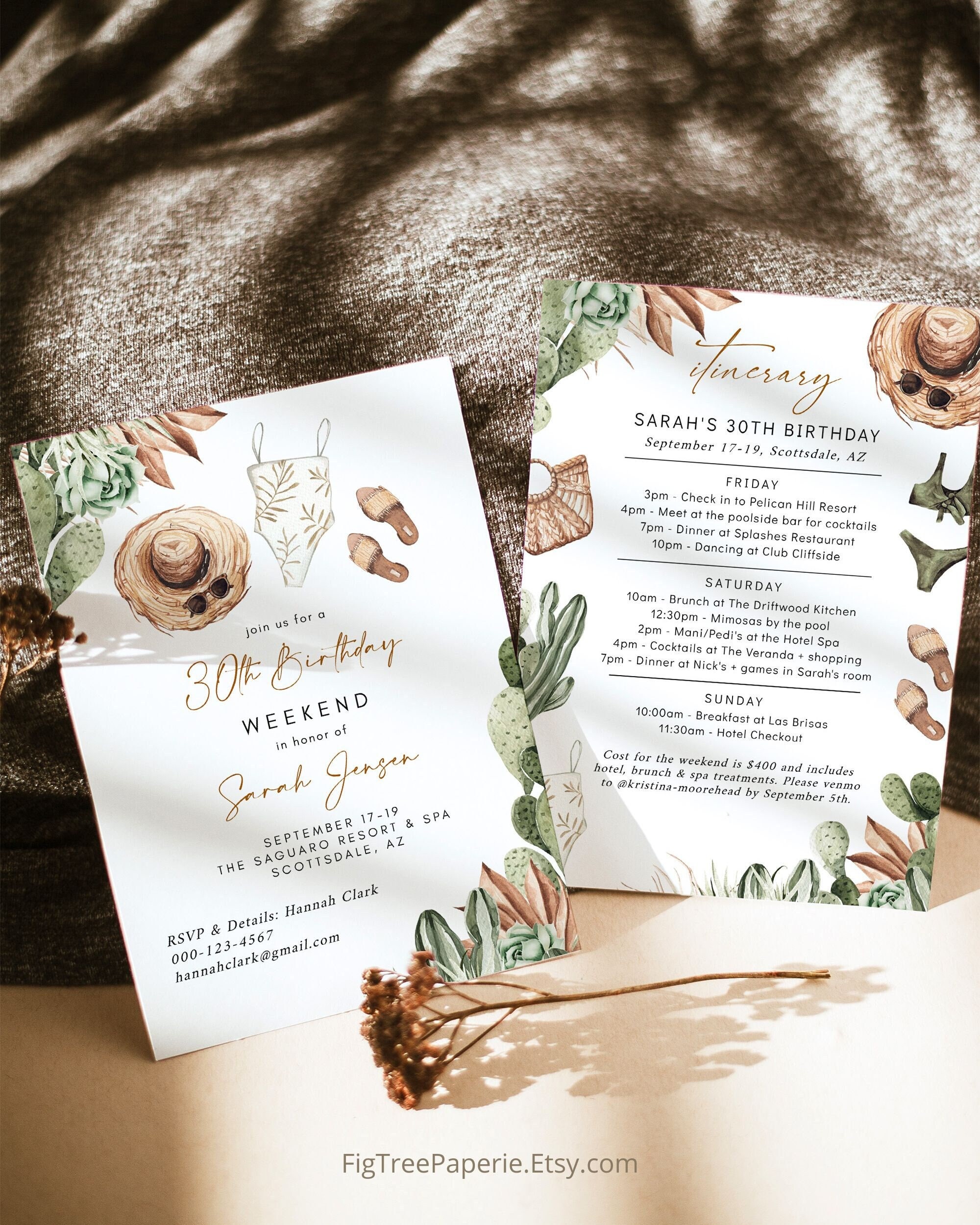 Desert 30th Birthday Invitation, Boho Desert 40th Birthday Weekend ...