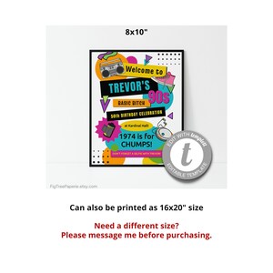 90s Party Welcome Sign, 90s Throwback Birthday Party Sign Editable ...