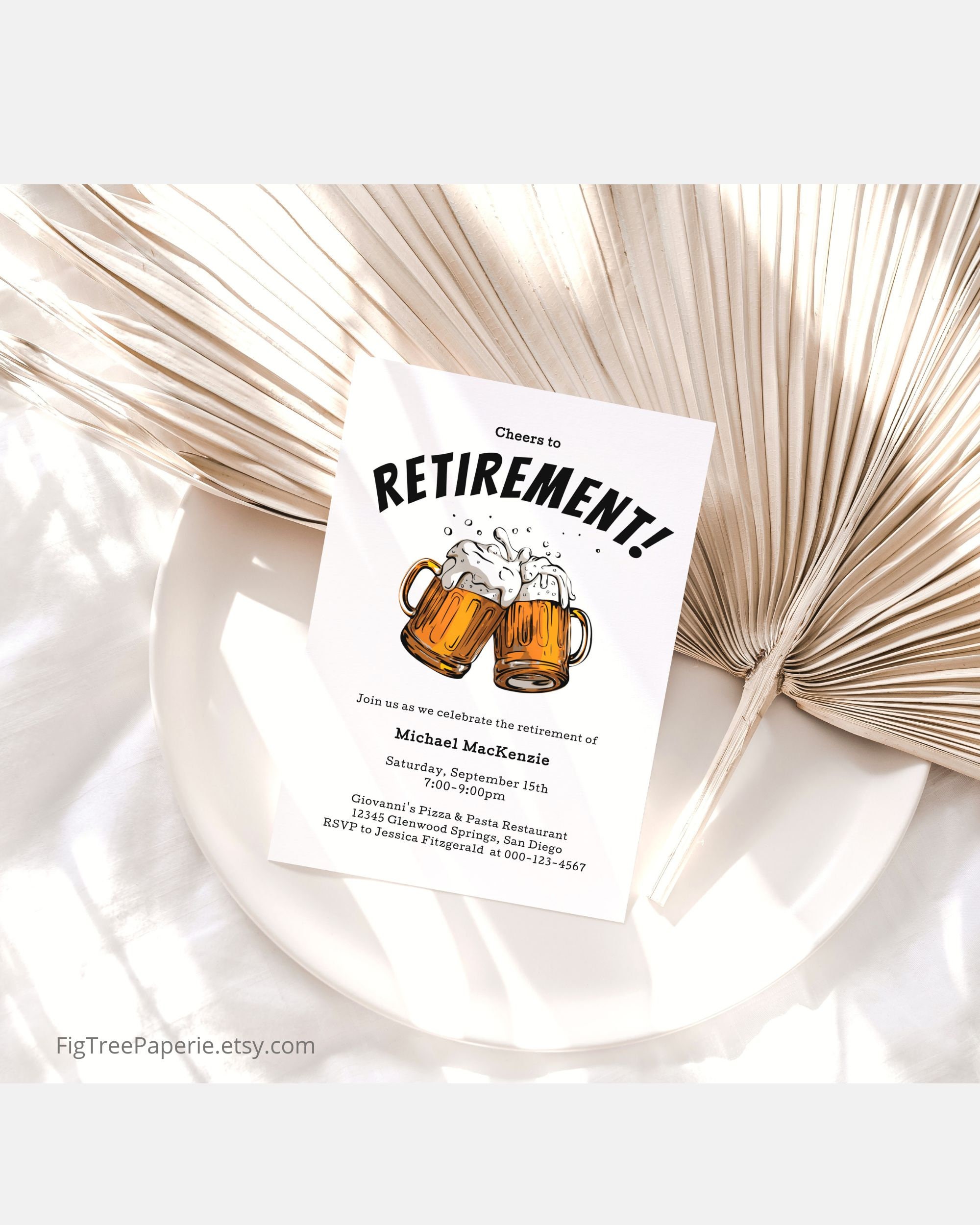 Retirement Party Invitation, Beer Retirement Party Invite for a Man ...