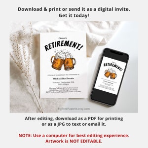 Retirement Party Invitation, Beer Retirement Party Invite for a Man ...
