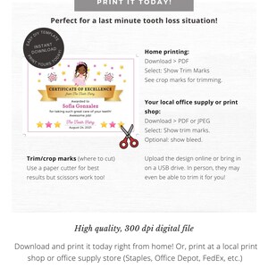 Mini Tooth Fairy Certificates for a Girl, Lost Tooth Certificate ...