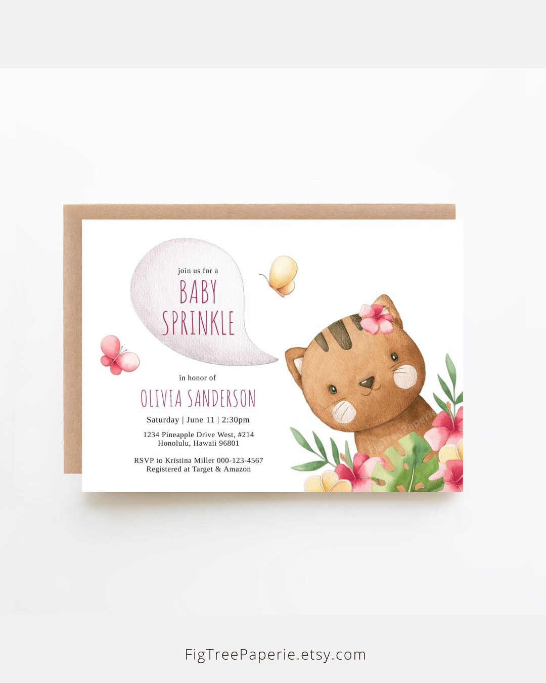 Baby Sprinkle Invitation Girl, Kitten Baby Shower Invite for a Girl ...