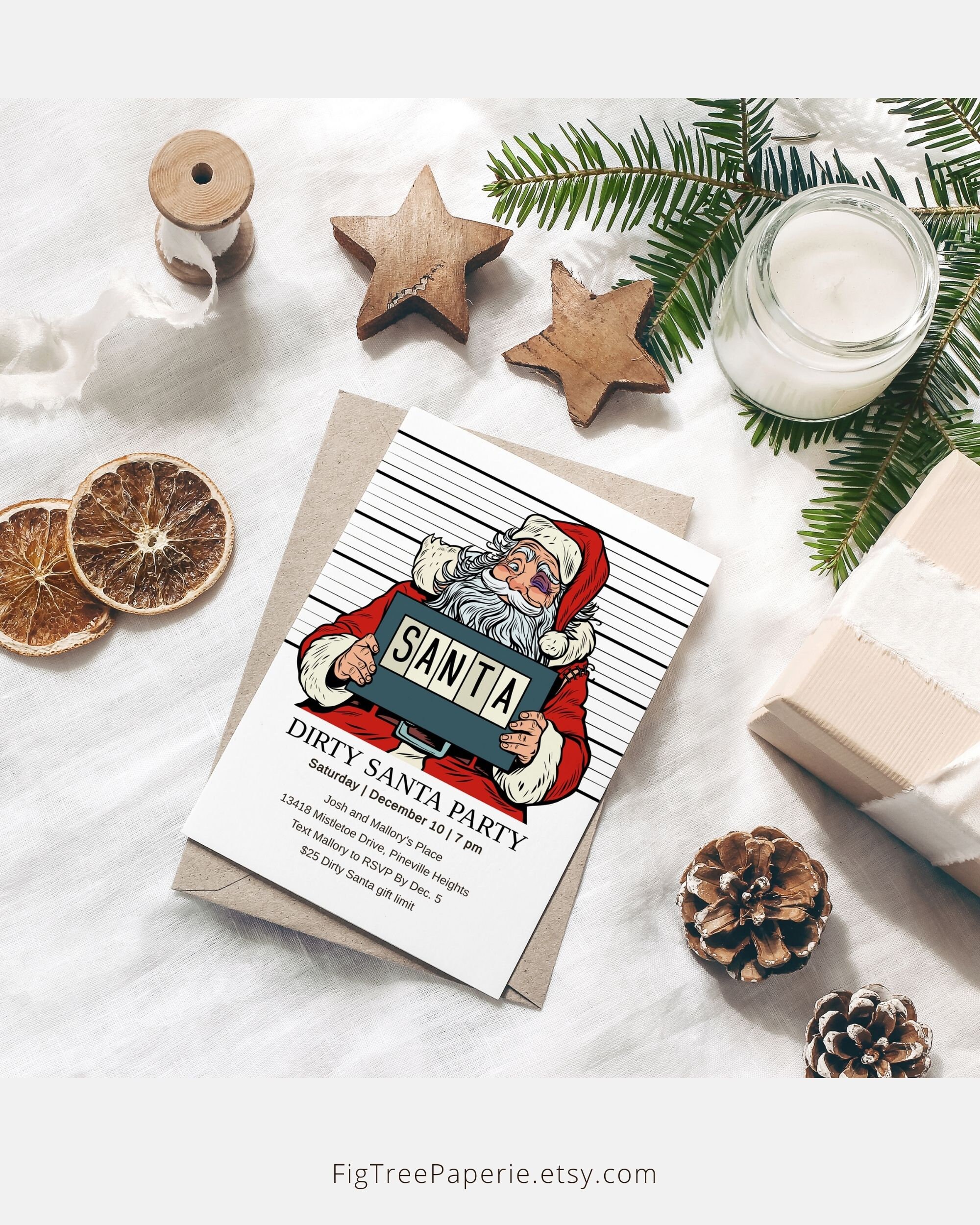 Dirty Santa Invitation, Naughty Santa Invitation, Bad Santa Party ...
