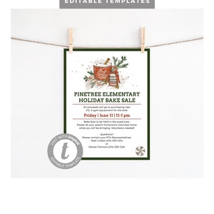 Bake Sale Flyer, School Fundraiser Flyer, PTA, PTO, Church, Holiday ...