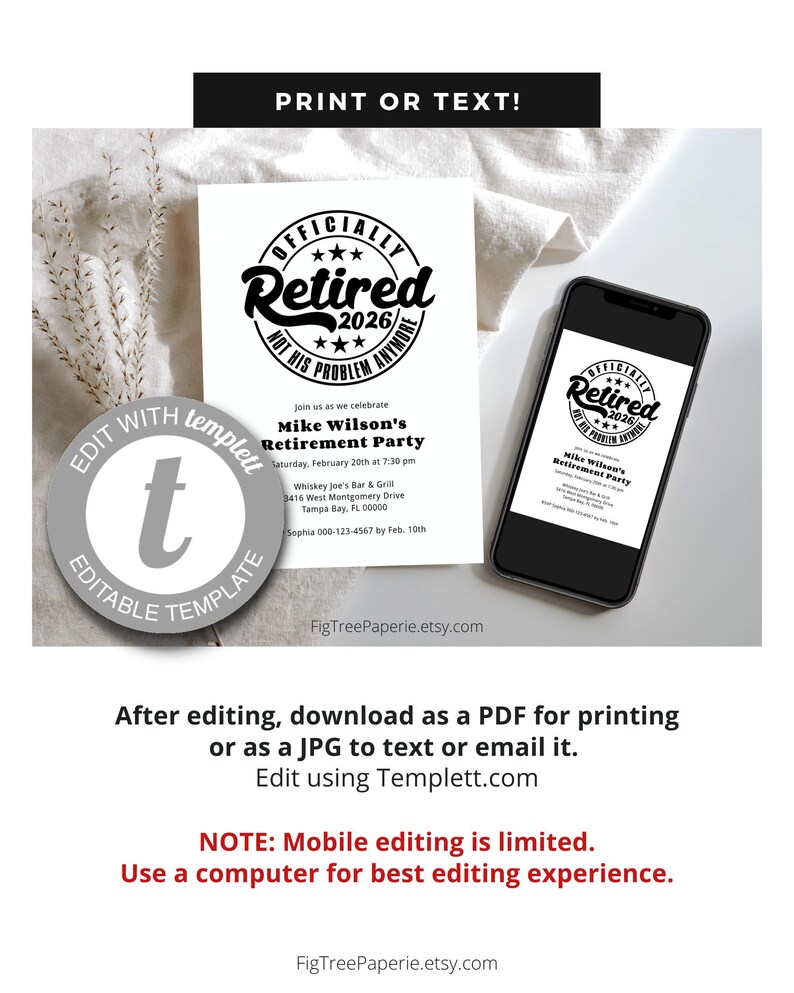 Retirement Party Invitation Men, Funny Retirement Invite Man, 2026 ...