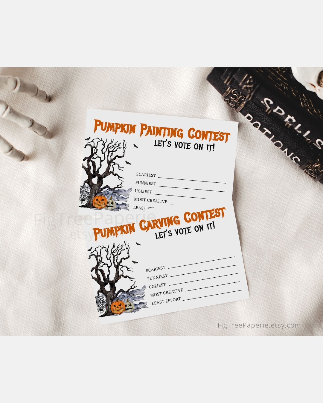 Pumpkin Carving Contest Voting Card, Pumpkin Painting Party Vote Card ...