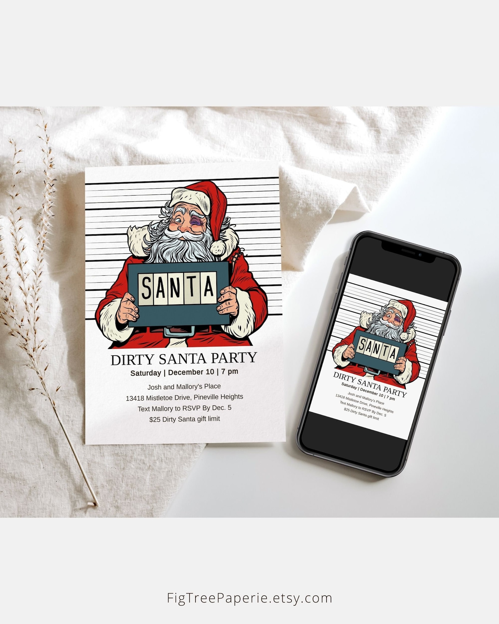 Dirty Santa Invitation, Naughty Santa Invitation, Bad Santa Party ...