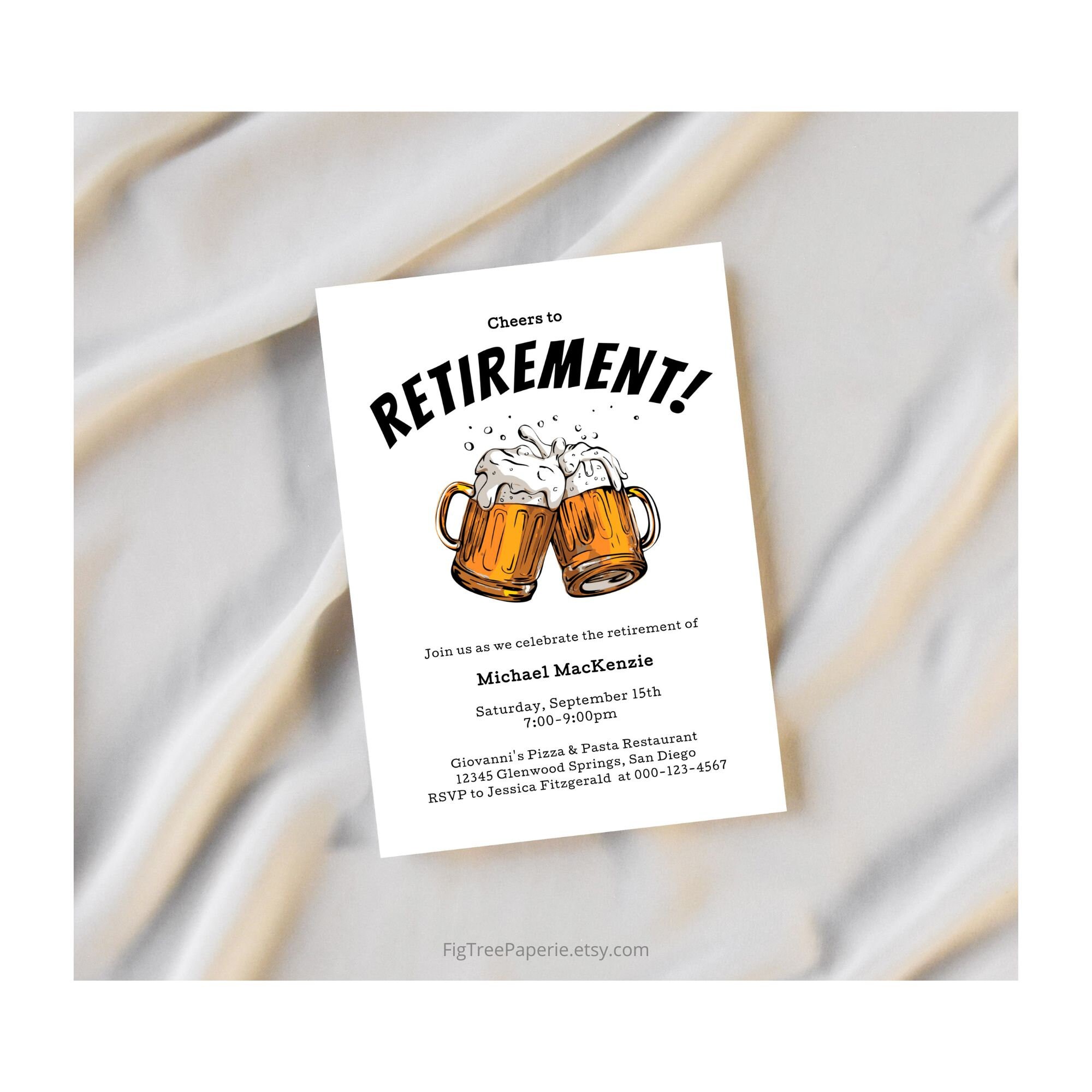 Retirement Party Invitation, Beer Retirement Party Invite for a Man ...