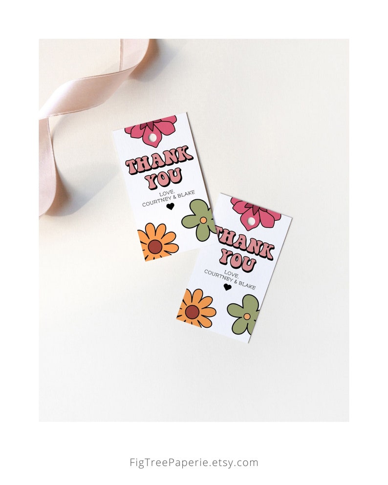 Groovy Party Favor Tag Template, 70s Retro Wedding Favor Tag, Retro 70s ...