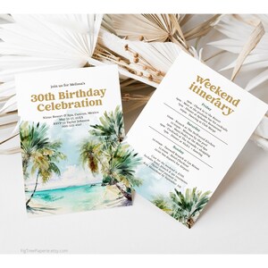30th Birthday Tropical Beach Invitation Itinerary, 40th Birthday ...