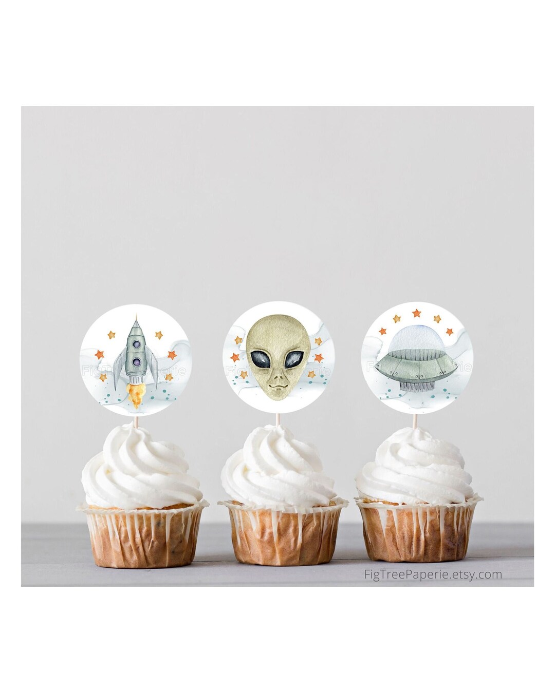 Outer Space Birthday Cupcake Toppers, Astronaut Blast off Birthday ...