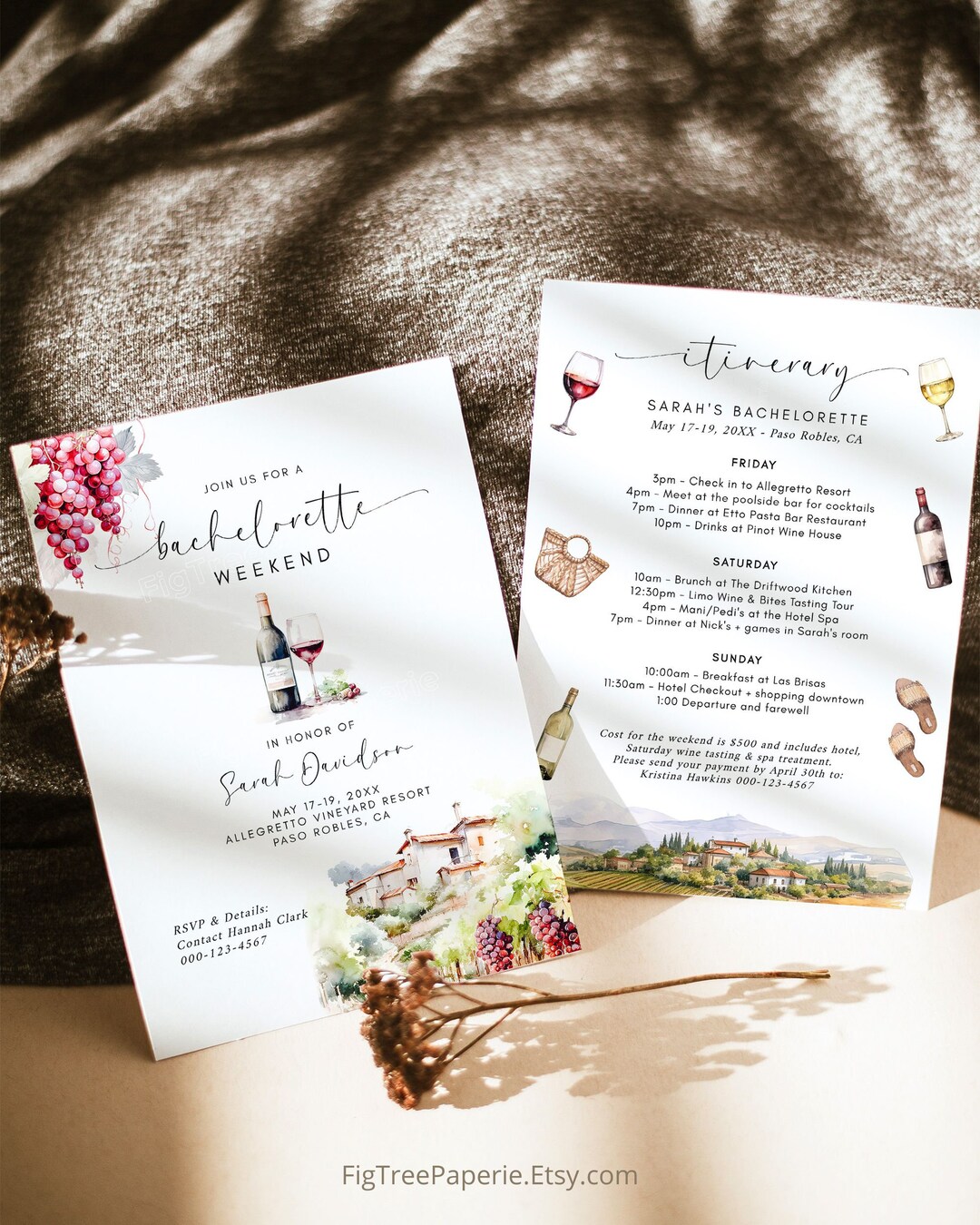 Winery Bachelorette Invitation, Napa Bachelorette Weekend Invite ...