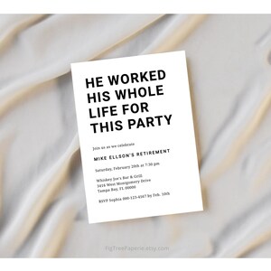 Funny Retirement Party Invitation, Retirement Party Invite for a Man ...