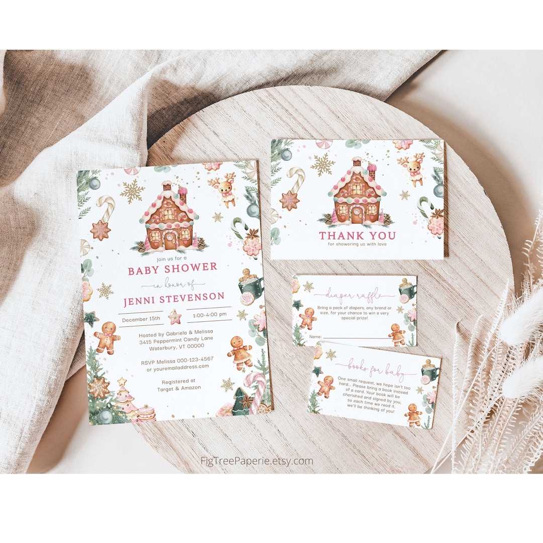 Christmas Baby Shower Invitation Bundle, December Baby Shower ...