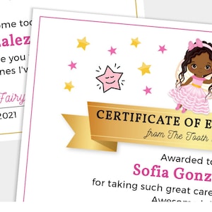 Mini Tooth Fairy Certificates for a Girl, Lost Tooth Certificate ...