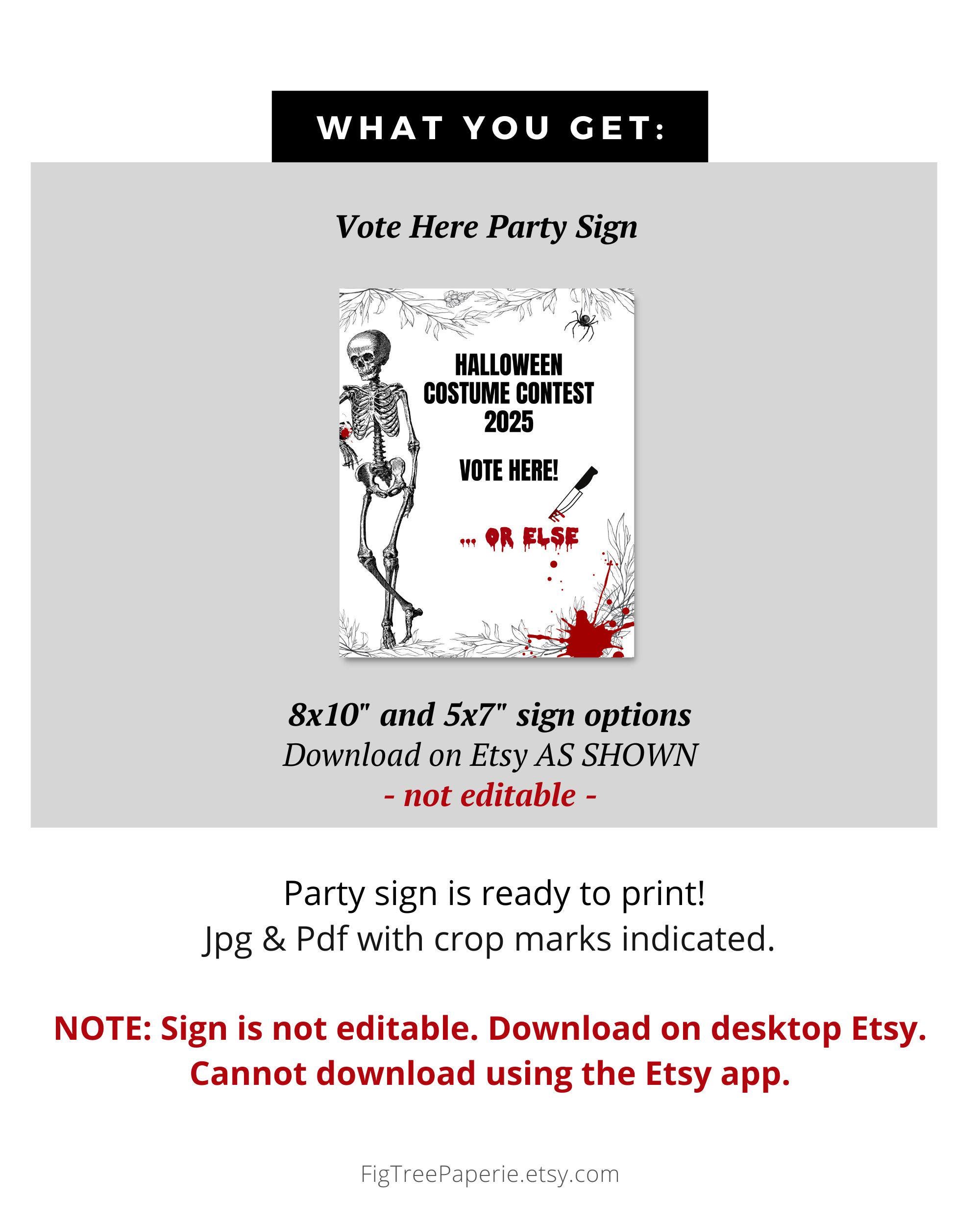 Halloween Costume Contest Sign, Costume Contest Vote Cards, Best ...