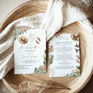 Desert Bachelorette Invitation, Boho Desert Bachelorette Weekend Invite ...