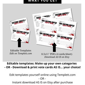 Halloween Costume Contest Voting Card, Printable Halloween Ballot Vote ...