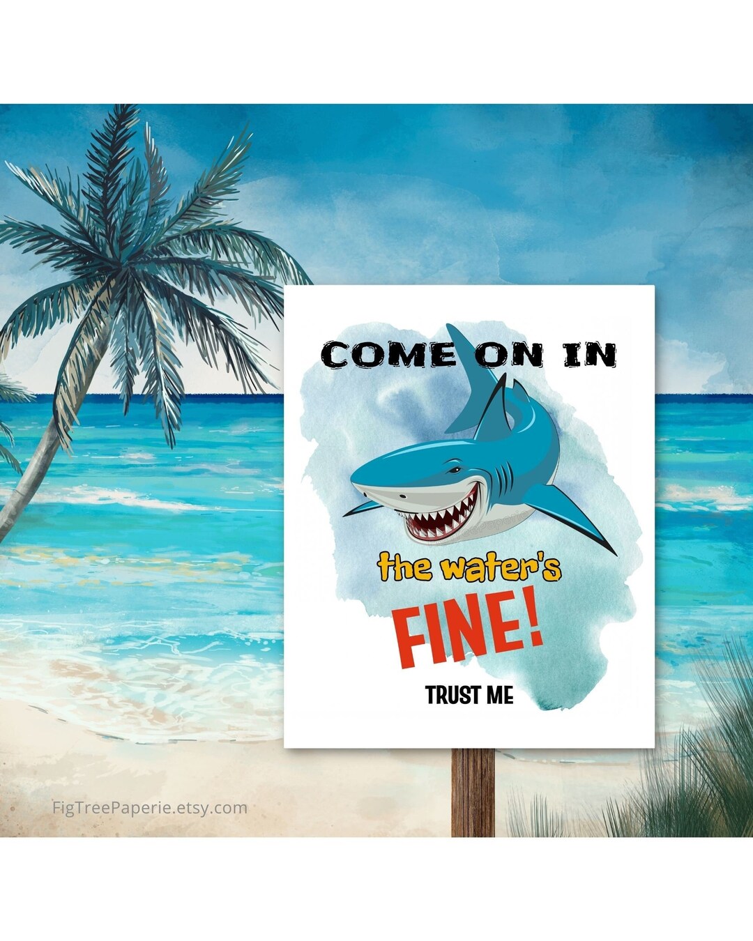 Shark Party Sign, Shark Birthday Party Decorations, Printable Pool ...