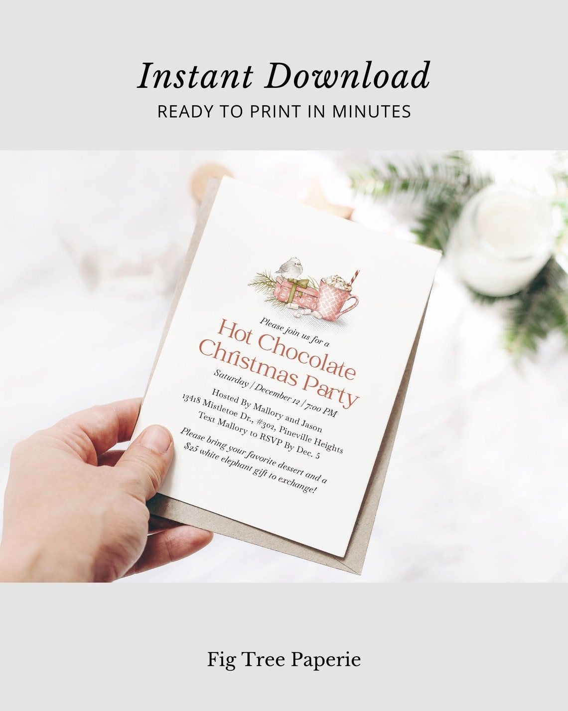 Christmas Party Invitation, Hot Cocoa, Hot Chocolate, Holiday Party ...
