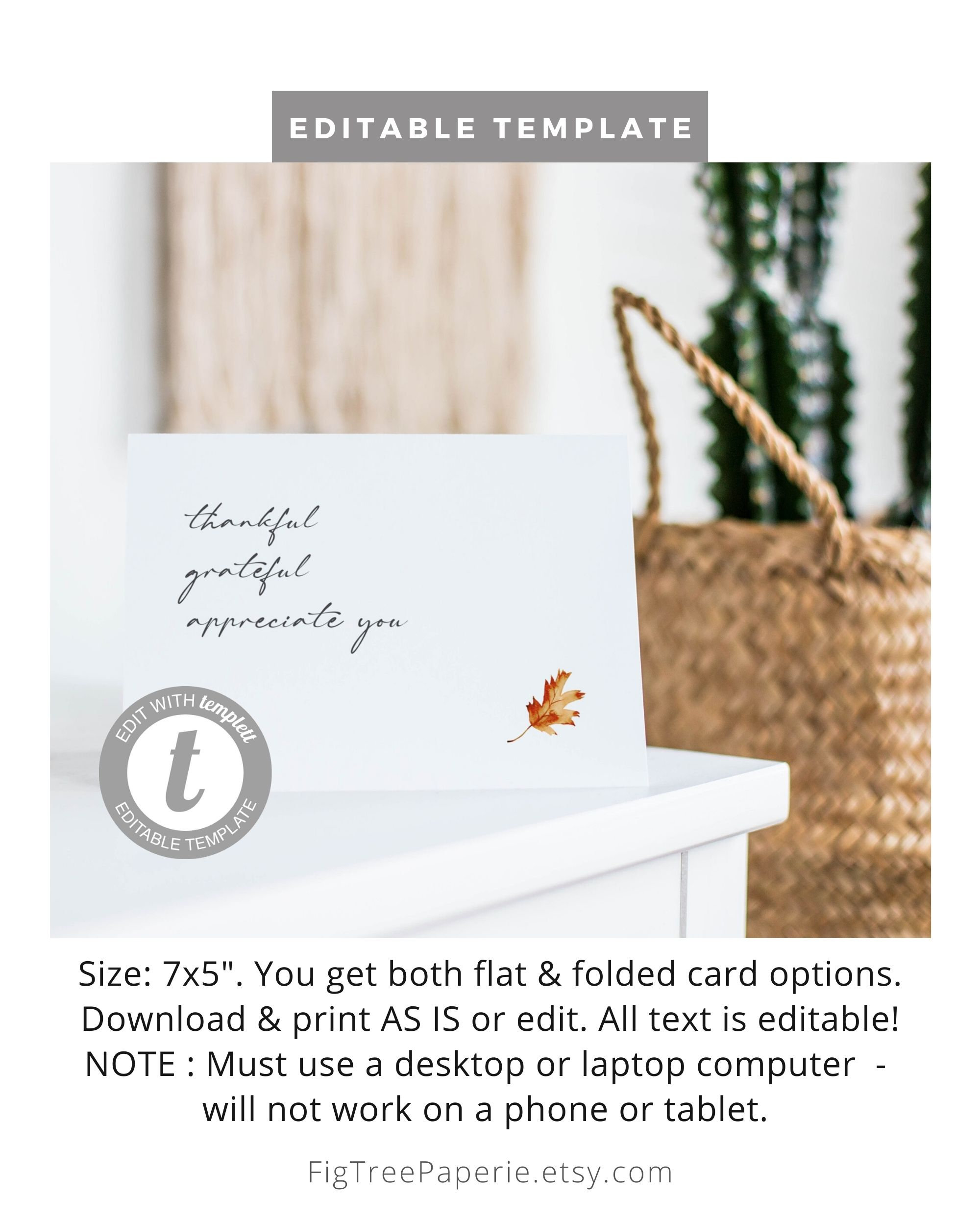 Thankful Card Printable Printable Appreciate You Card - Etsy