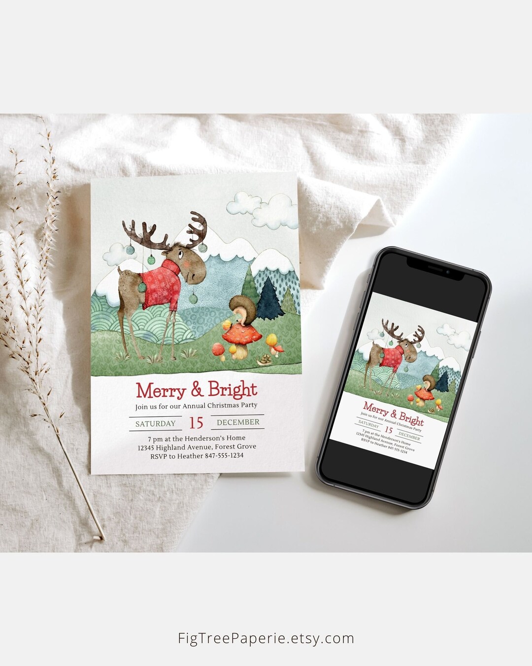 Cute Christmas Party Invitation, Kids Christmas Invite, Family ...