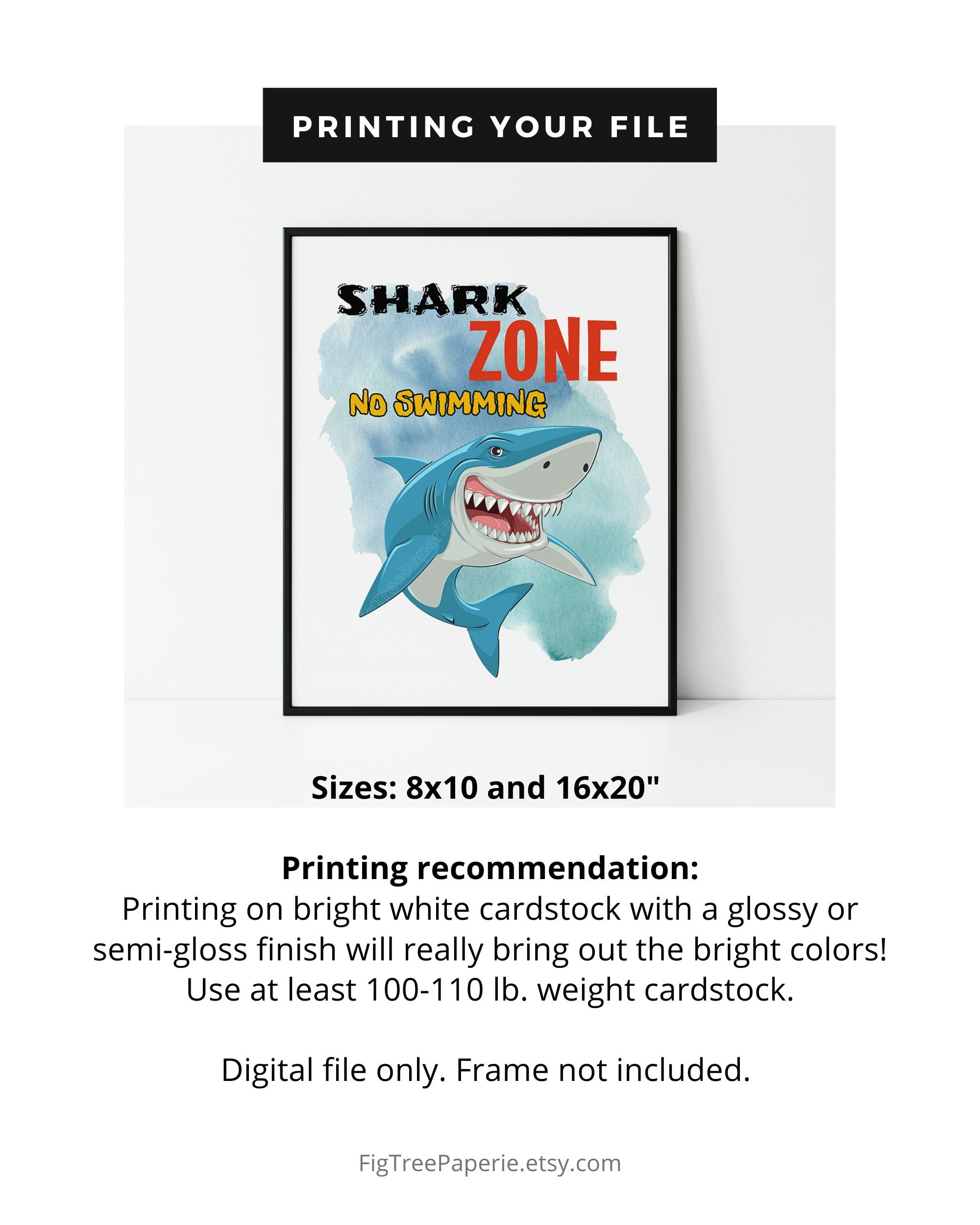 Shark Party Sign Shark Zone Sign No Swimming Sharks Pool - Etsy