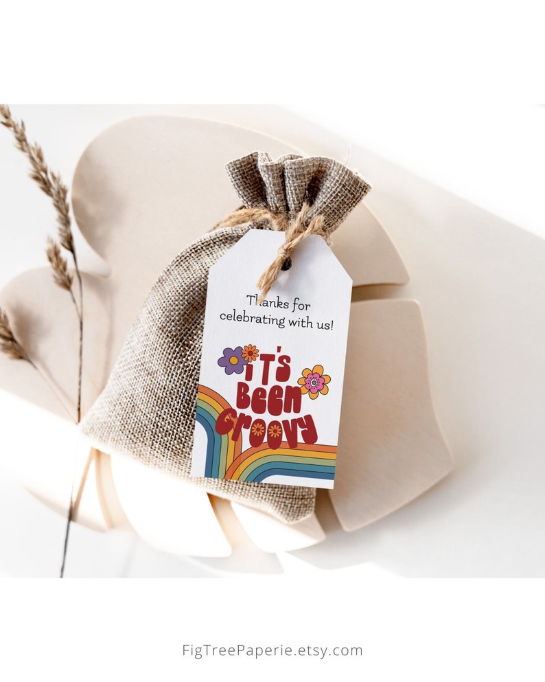 70s Theme Thank You Gift Tags, 70s Favor Tag. Groovy Party Favors ...