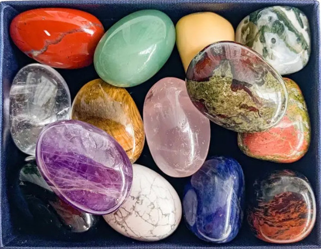 Set of 14 Gemstone Starter Kit, Assorted Small Gemstones, Healing Stones, Polished Natural ...
