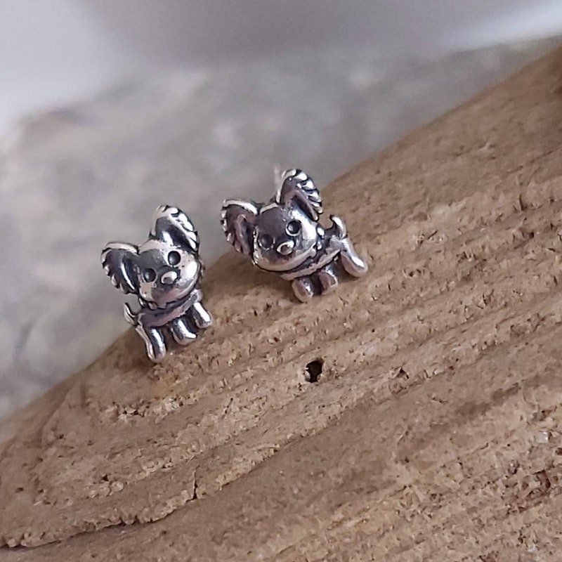 Silver Dog Earrings - Etsy