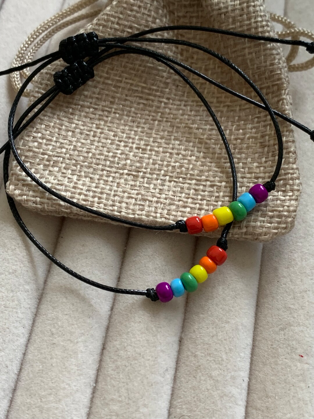 Pair of Pride Friendship Anklets. Adjustable Corded Anklet Decorated ...
