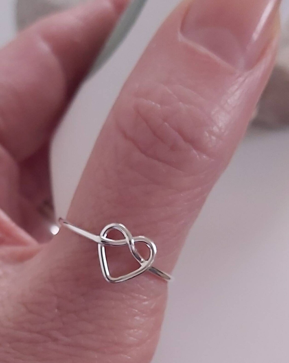 Sterling Silver Love Heart Knot Ring Friendship Ring Love - Etsy UK