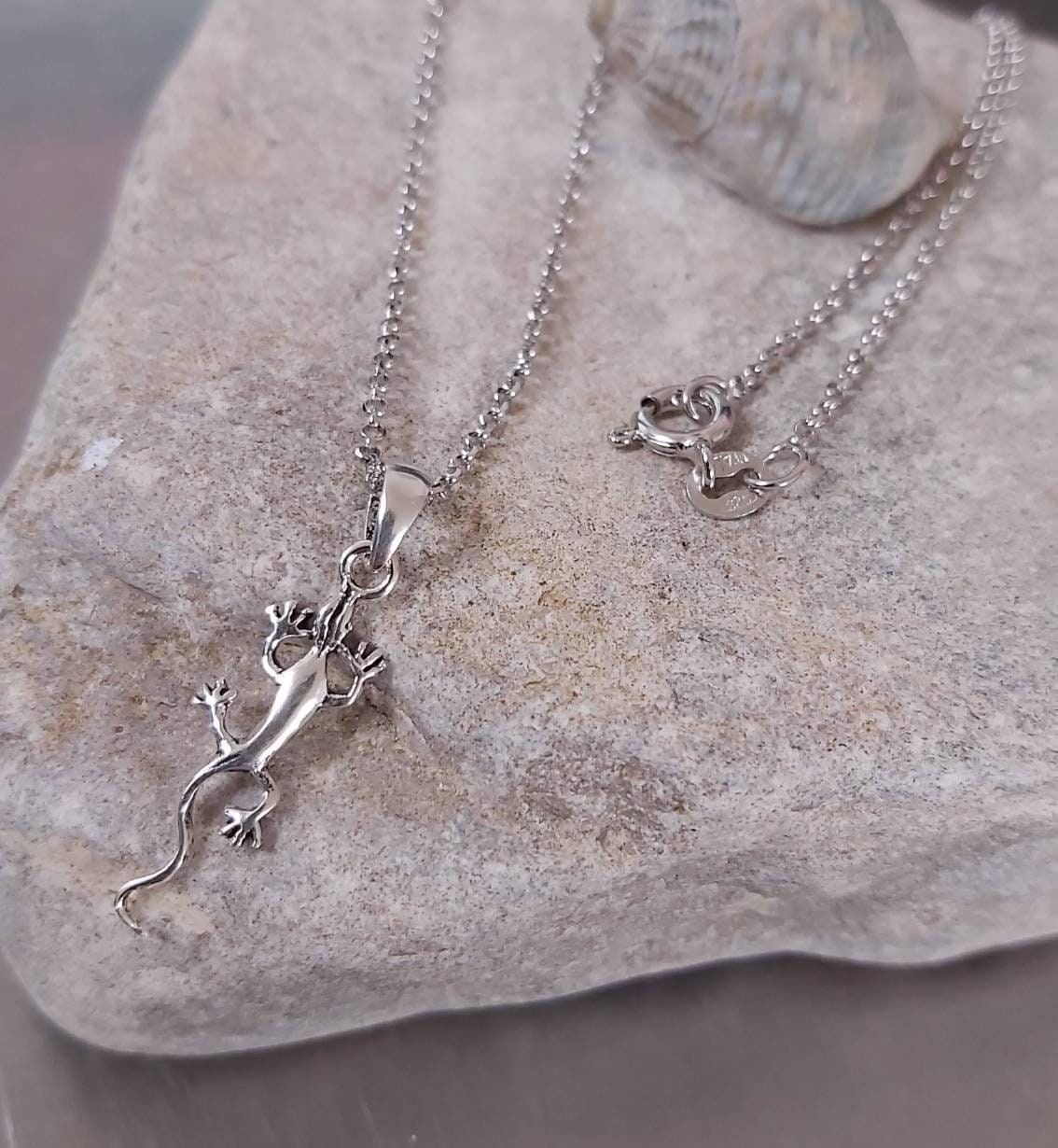 Sterling Silver Gecko Pendant Lizard Charm Dainty Everyday | Etsy
