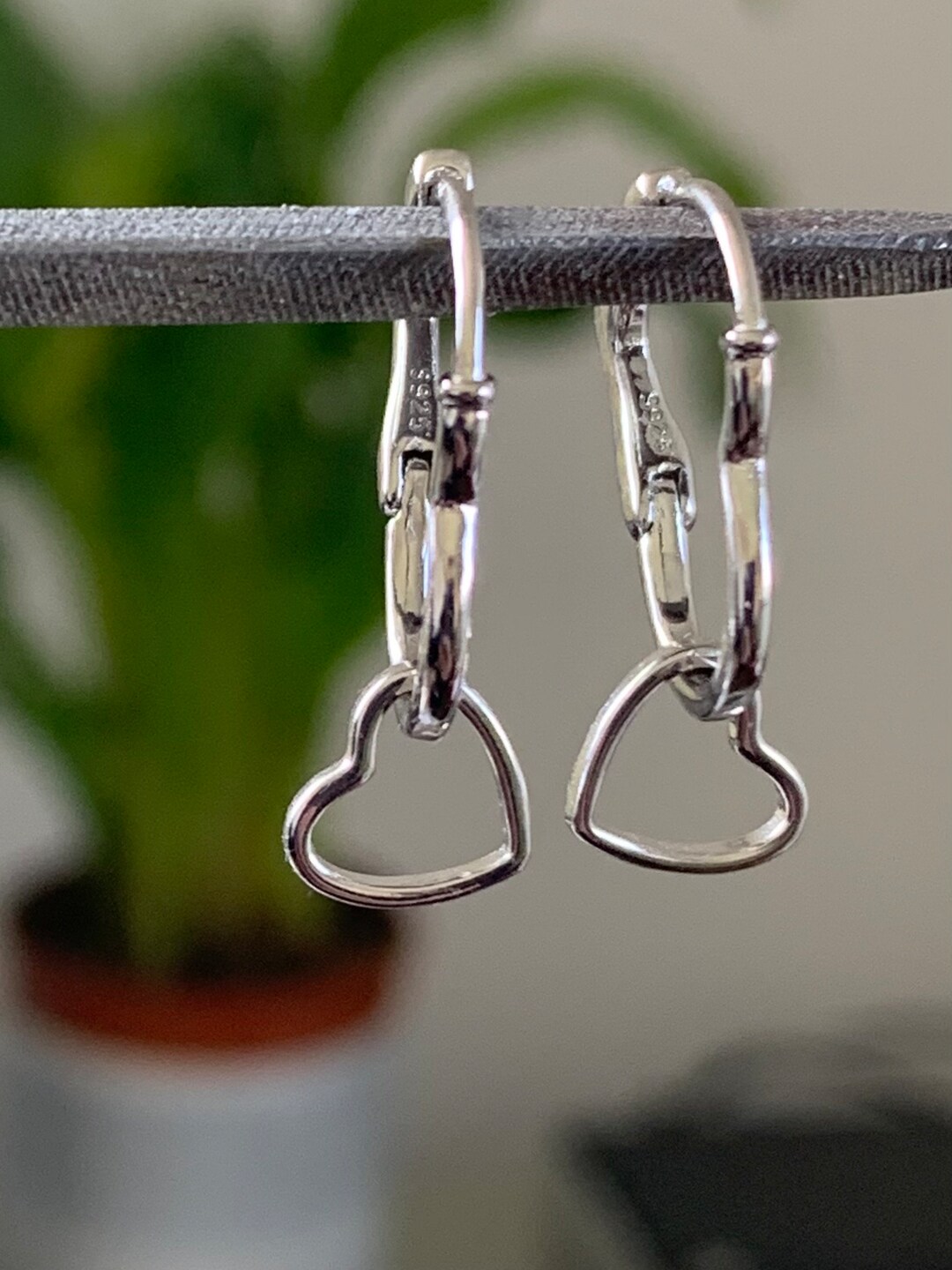 925 Heart Shape Hoop Earrings - Etsy