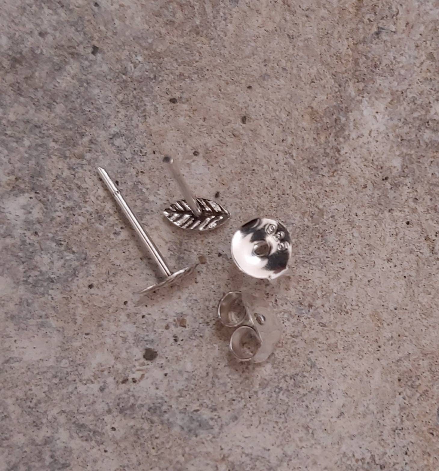 Tiny Sterling Silver Leaf Stud Earrings Tiny Studs Small | Etsy