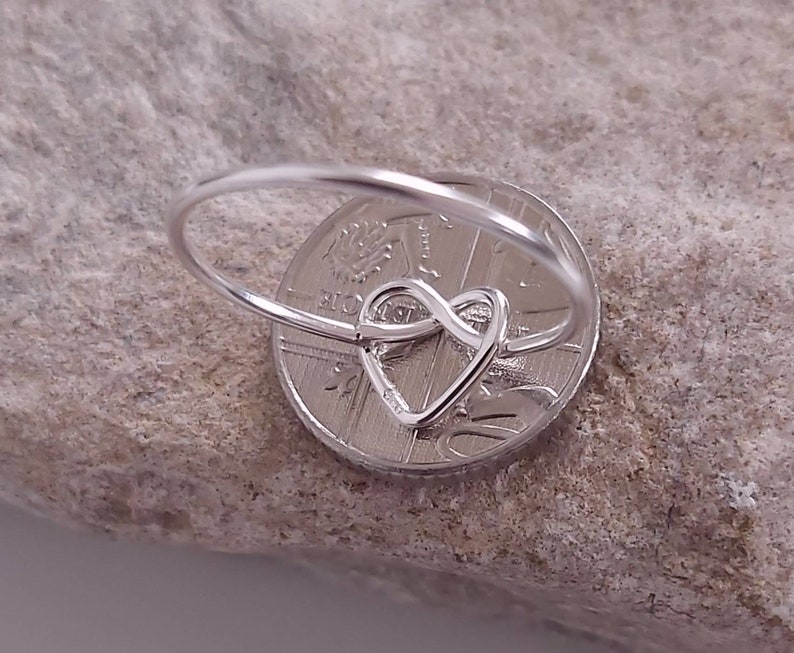Sterling Silver Love Heart Knot Ring Friendship Ring Love - Etsy UK