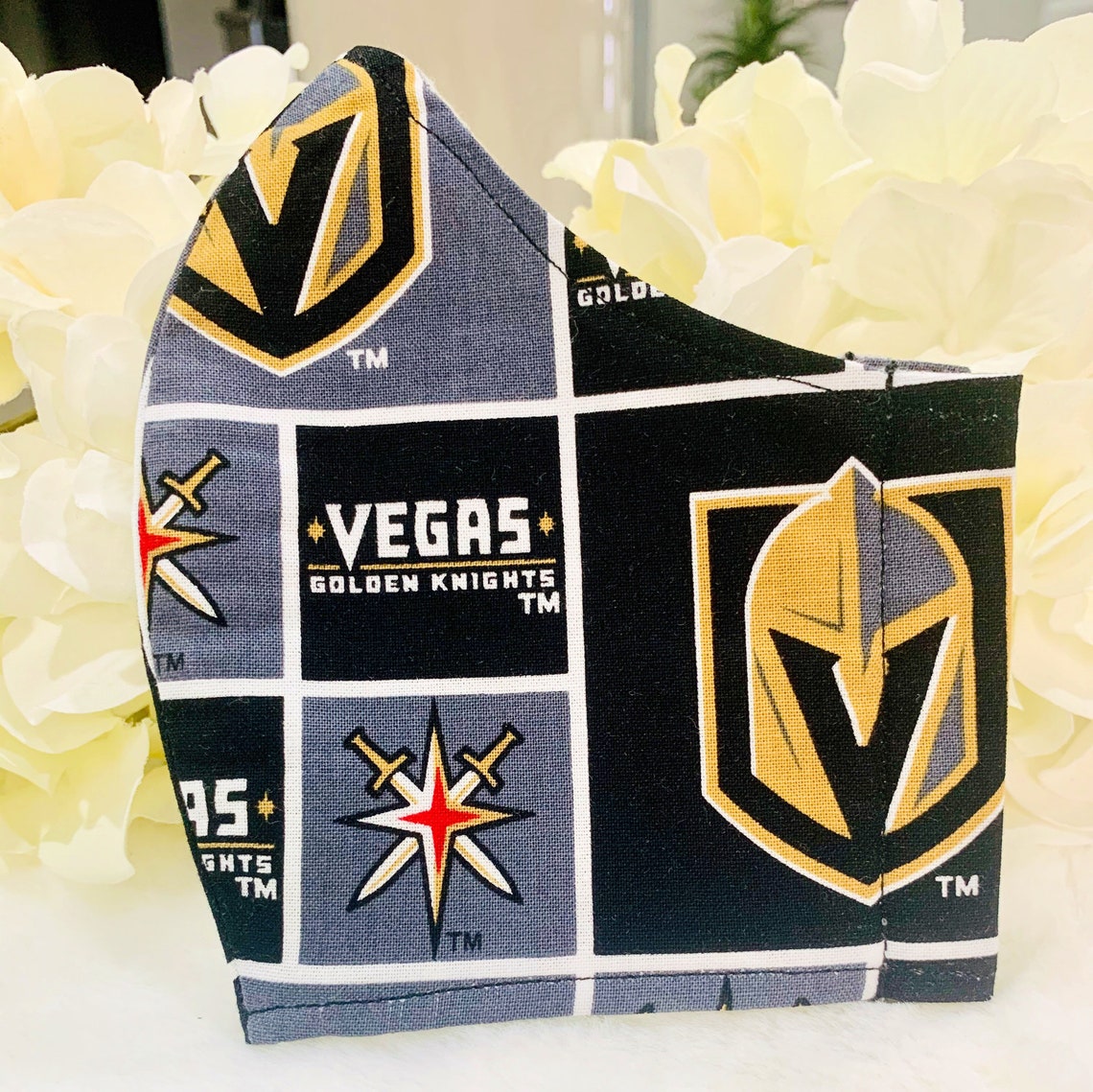 Vegas Golden Knights Face Mask | Adjustable Ear Loops | Two Layer With ...