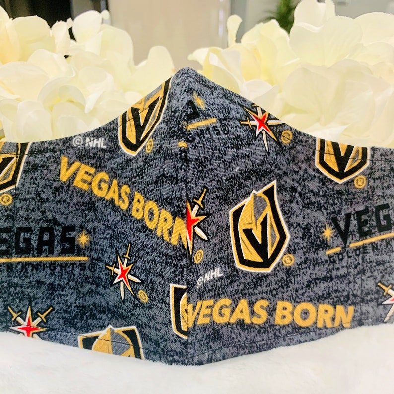 Vegas Golden Knights Face Mask | Adjustable Ear Loops | Two Layer With ...