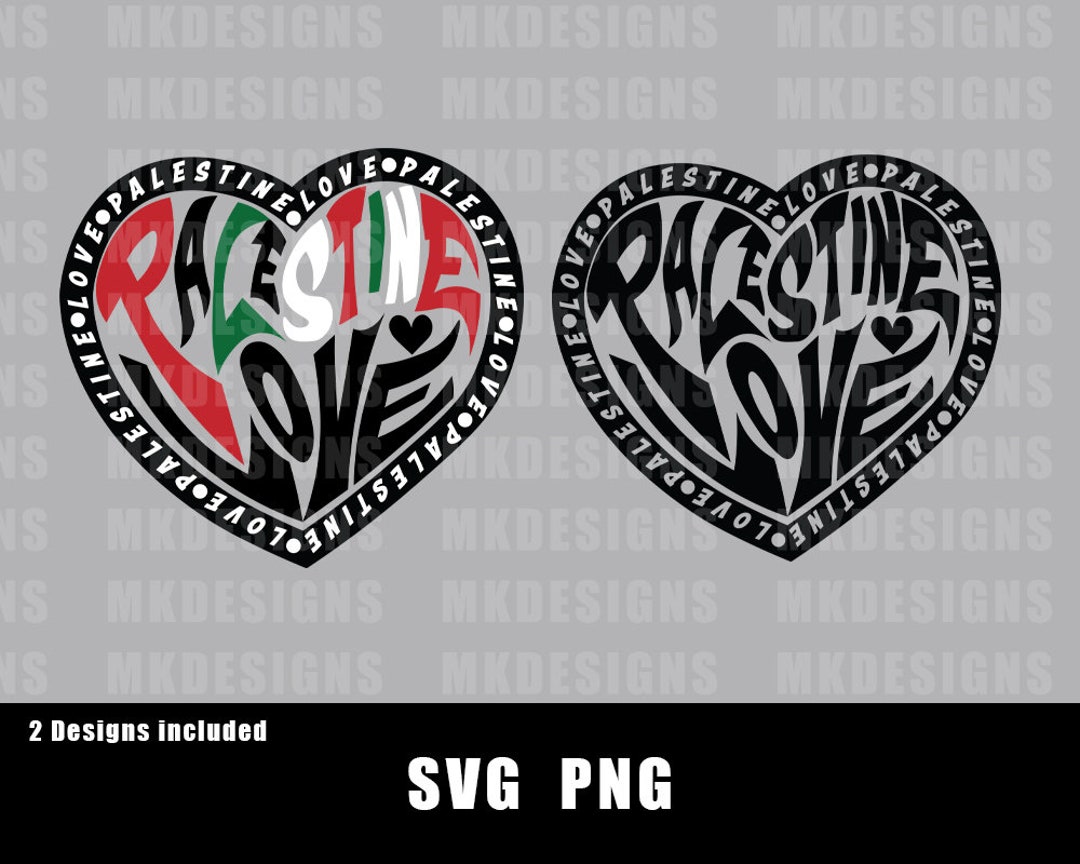 2 Designs | Palestine Love | Palestinian Heart | SVG Palestinian Design ...