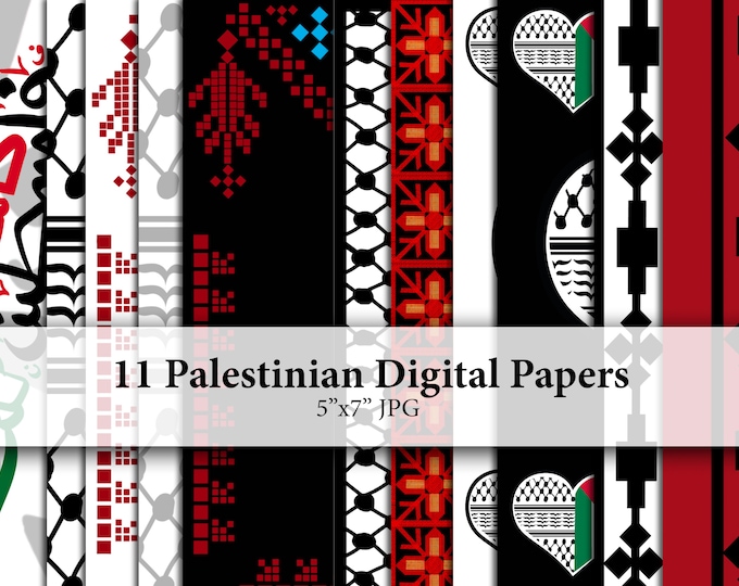 5 Palestine Digital Papers, Vector Tatreez Pattern, Palestinian Scarf ...